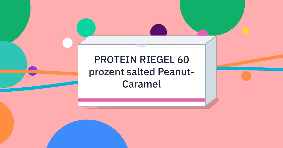 Symbolbild: Packung mit der Aufschrift PROTEIN RIEGEL 60 prozent salted Peanut-Caramel (PZN 18759702) – Verfügbarkeit und Bezug in Apotheken in Frankfurt am Main