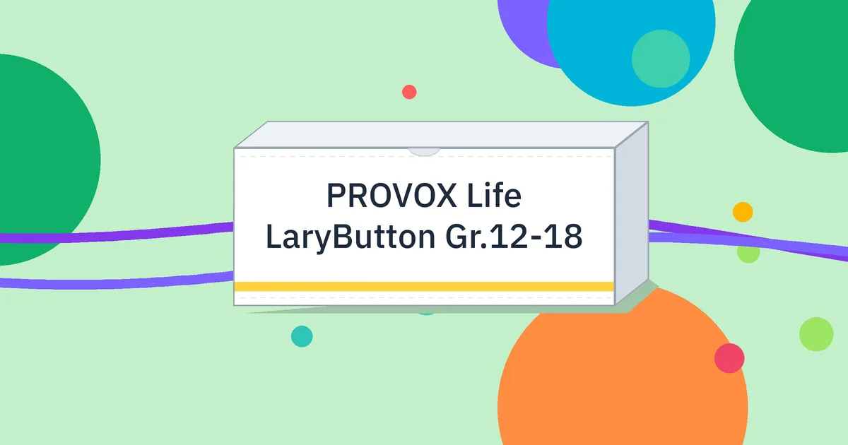 Symbolbild: Packung mit der Aufschrift PROVOX Life LaryButton Gr.12-18 (PZN 19625435) – Verfügbarkeit und Bezug in Apotheken in Frankfurt am Main
