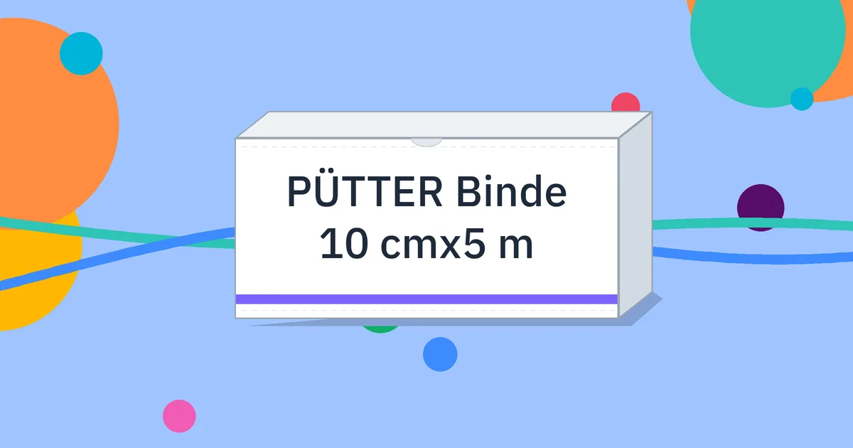 Symbolbild: Packung mit der Aufschrift PÜTTER Binde 10 cmx5 m (PZN 15615316) – Verfügbarkeit und Bezug in Apotheken in Frankfurt am Main