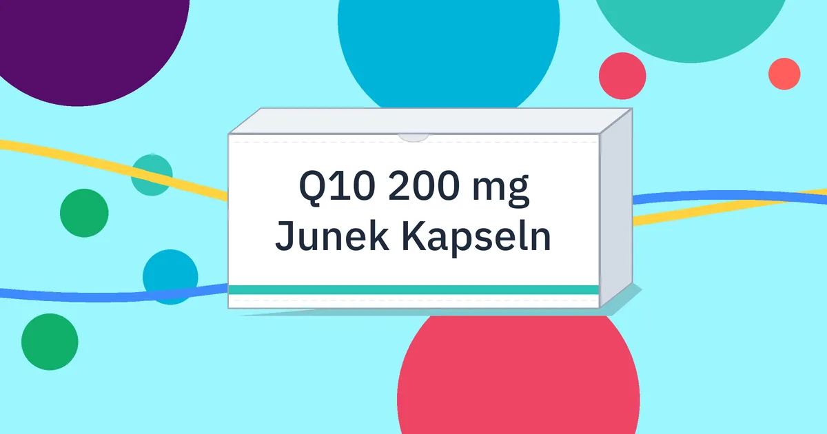Symbolbild: Packung mit der Aufschrift Q10 200 mg Junek Kapseln (PZN 09720658) – Verfügbarkeit und Bezug in Apotheken in Frankfurt am Main