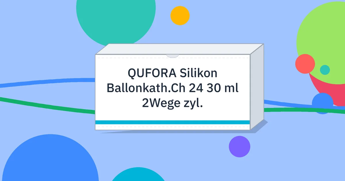 Symbolbild: Packung mit der Aufschrift QUFORA Silikon Ballonkath.Ch 24 30 ml 2Wege zyl. (PZN 05129425) – Verfügbarkeit und Bezug in Apotheken in Frankfurt am Main
