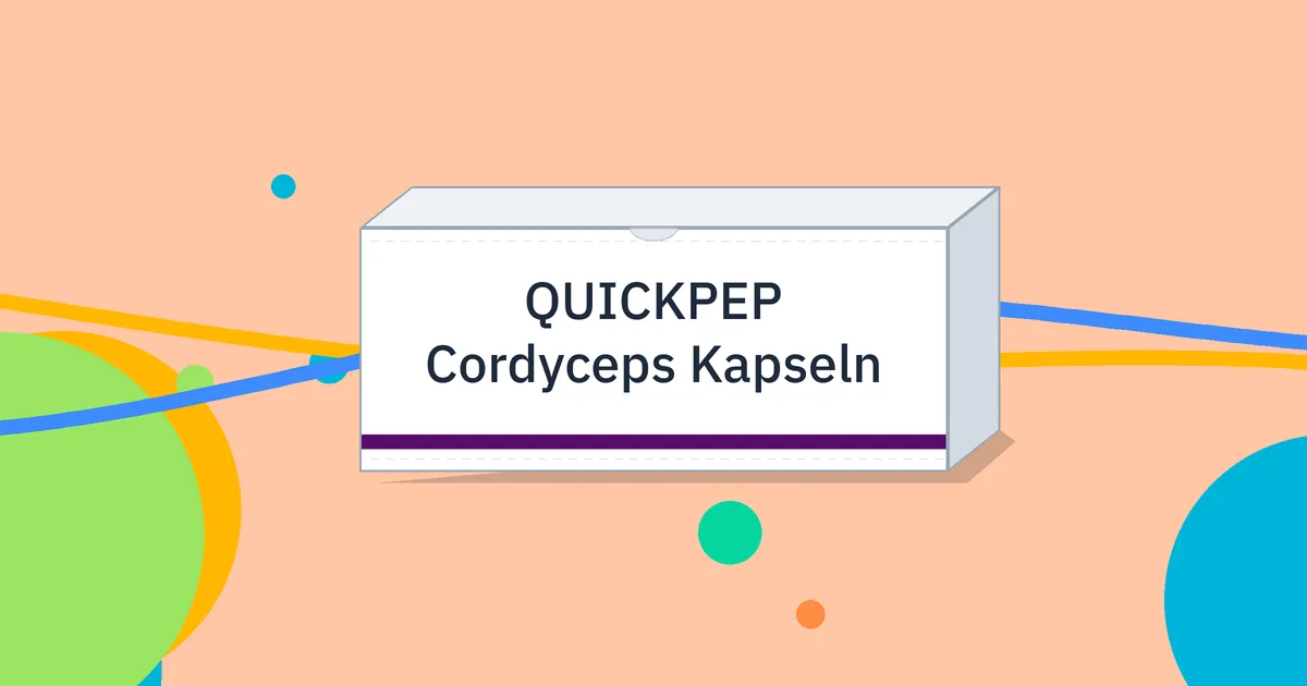 Symbolbild: Packung mit der Aufschrift QUICKPEP Cordyceps Kapseln (PZN 18656161) – Verfügbarkeit und Bezug in Apotheken in Frankfurt am Main