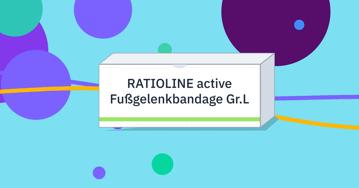 Symbolbild: Packung mit der Aufschrift RATIOLINE active Fußgelenkbandage Gr.L (PZN 01805579) – Verfügbarkeit und Bezug in Apotheken in Frankfurt am Main