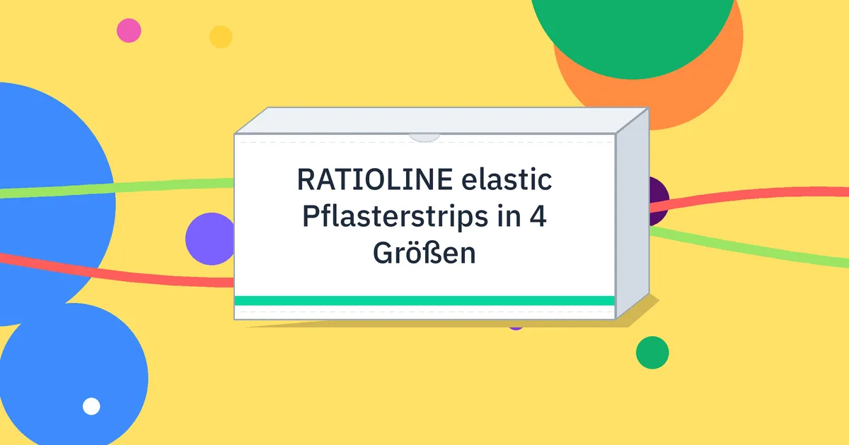 Symbolbild: Packung mit der Aufschrift RATIOLINE elastic Pflasterstrips in 4 Größen (PZN 01805332) – Verfügbarkeit und Bezug in Apotheken in Frankfurt am Main