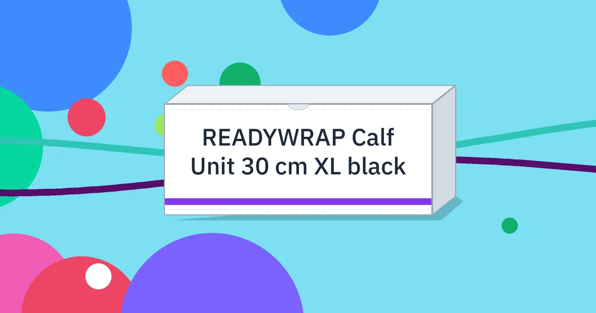 Symbolbild: Packung mit der Aufschrift READYWRAP Calf Unit 30 cm XL black (PZN 16566666) – Verfügbarkeit und Bezug in Apotheken in Frankfurt am Main