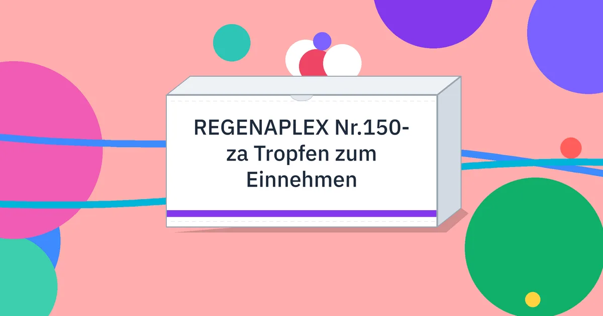Symbolbild: Packung mit der Aufschrift REGENAPLEX Nr.150-za Tropfen zum Einnehmen (PZN 18390616) – Verfügbarkeit und Bezug in Apotheken in Frankfurt am Main