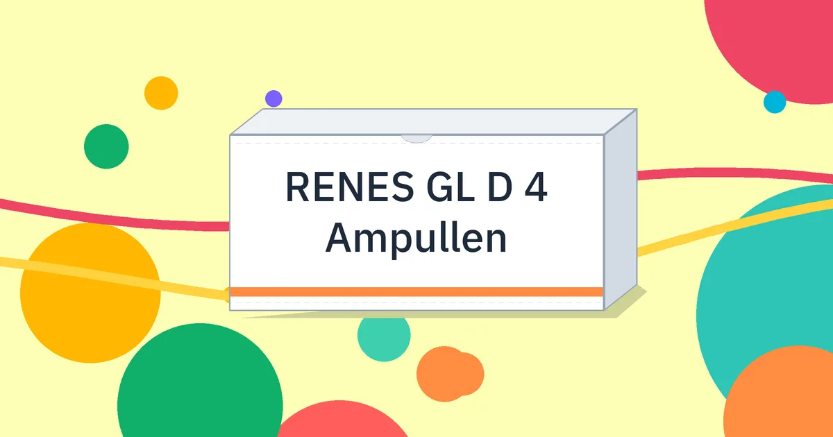 Symbolbild: Packung mit der Aufschrift RENES GL D 4 Ampullen (PZN 02829599) – Verfügbarkeit und Bezug in Apotheken in Frankfurt am Main