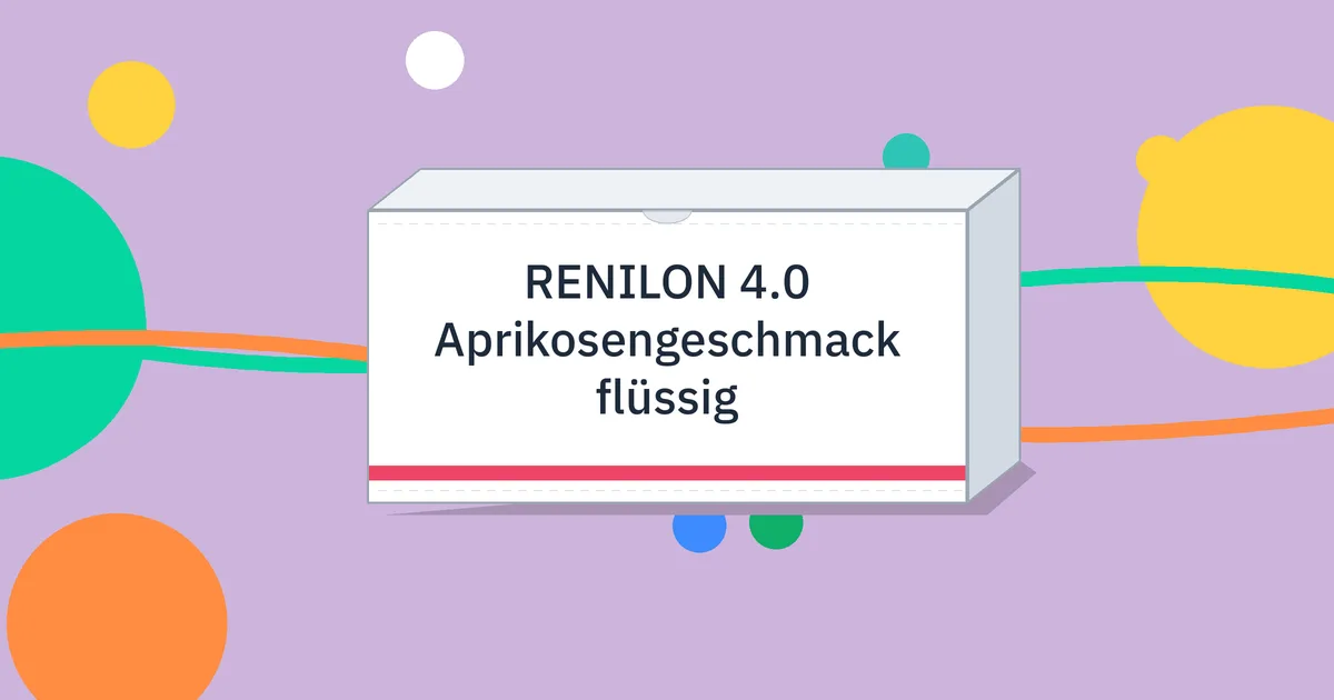 Symbolbild: Packung mit der Aufschrift RENILON 4.0 Aprikosengeschmack flüssig (PZN 19751631) – Verfügbarkeit und Bezug in Apotheken in Frankfurt am Main