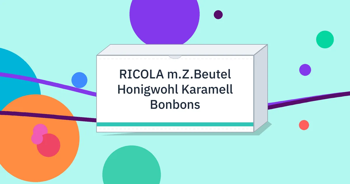 Symbolbild: Packung mit der Aufschrift RICOLA m.Z.Beutel Honigwohl Karamell Bonbons (PZN 20023693) – Verfügbarkeit und Bezug in Apotheken in Frankfurt am Main