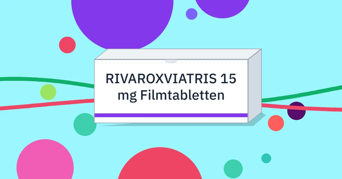 Symbolbild: Packung mit der Aufschrift RIVAROXVIATRIS 15 mg Filmtabletten (PZN 20088126) – Verfügbarkeit und Bezug in Apotheken in Frankfurt am Main