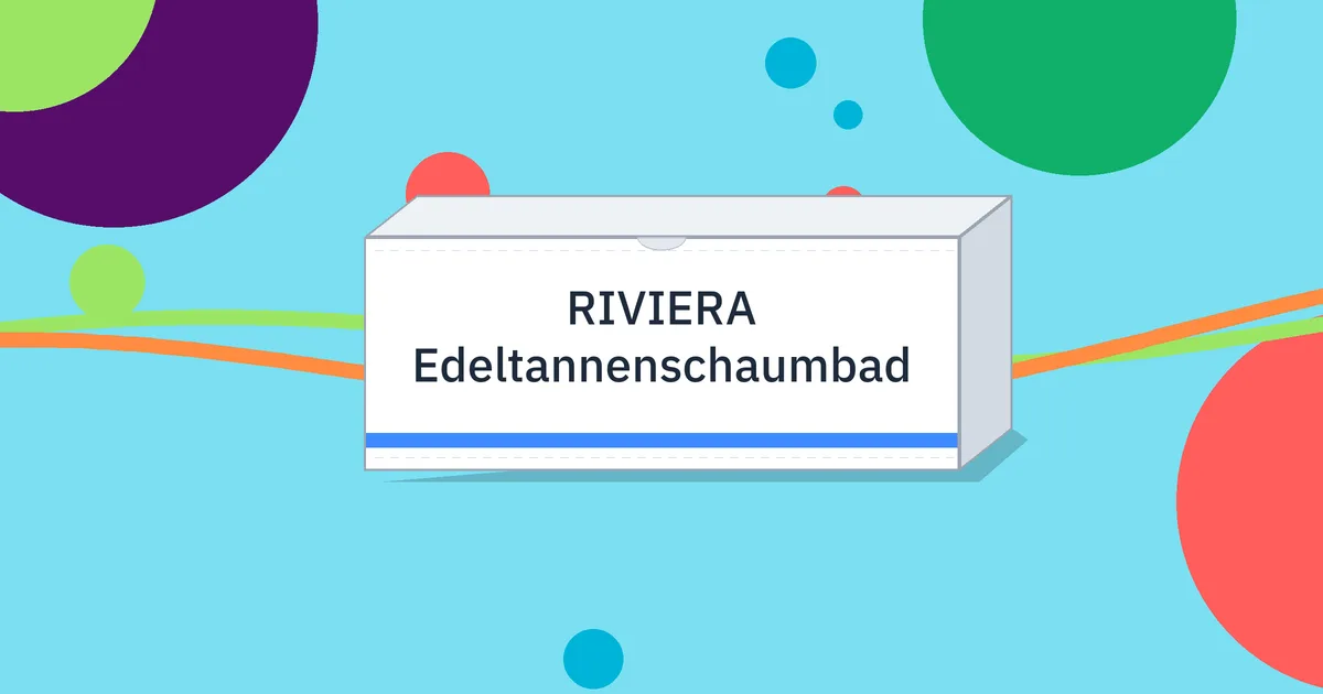 Symbolbild: Packung mit der Aufschrift RIVIERA Edeltannenschaumbad (PZN 09156614) – Verfügbarkeit und Bezug in Apotheken in Frankfurt am Main