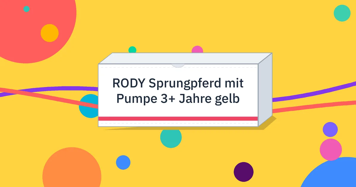Symbolbild: Packung mit der Aufschrift RODY Sprungpferd mit Pumpe 3+ Jahre gelb (PZN 15410471) – Verfügbarkeit und Bezug in Apotheken in Frankfurt am Main