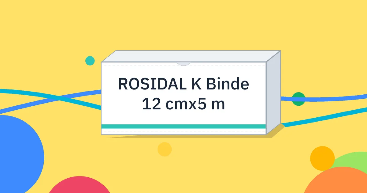 Symbolbild: Packung mit der Aufschrift ROSIDAL K Binde 12 cmx5 m (PZN 12586324) – Verfügbarkeit und Bezug in Apotheken in Frankfurt am Main