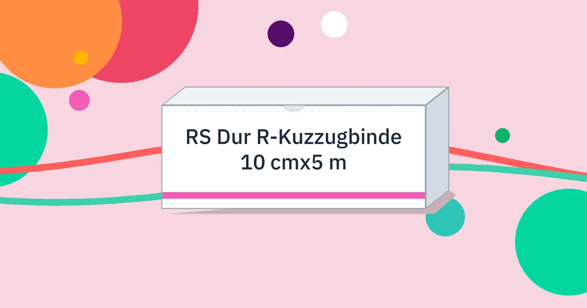 Symbolbild: Packung mit der Aufschrift RS Dur R-Kuzzugbinde 10 cmx5 m (PZN 03220707) – Verfügbarkeit und Bezug in Apotheken in Frankfurt am Main