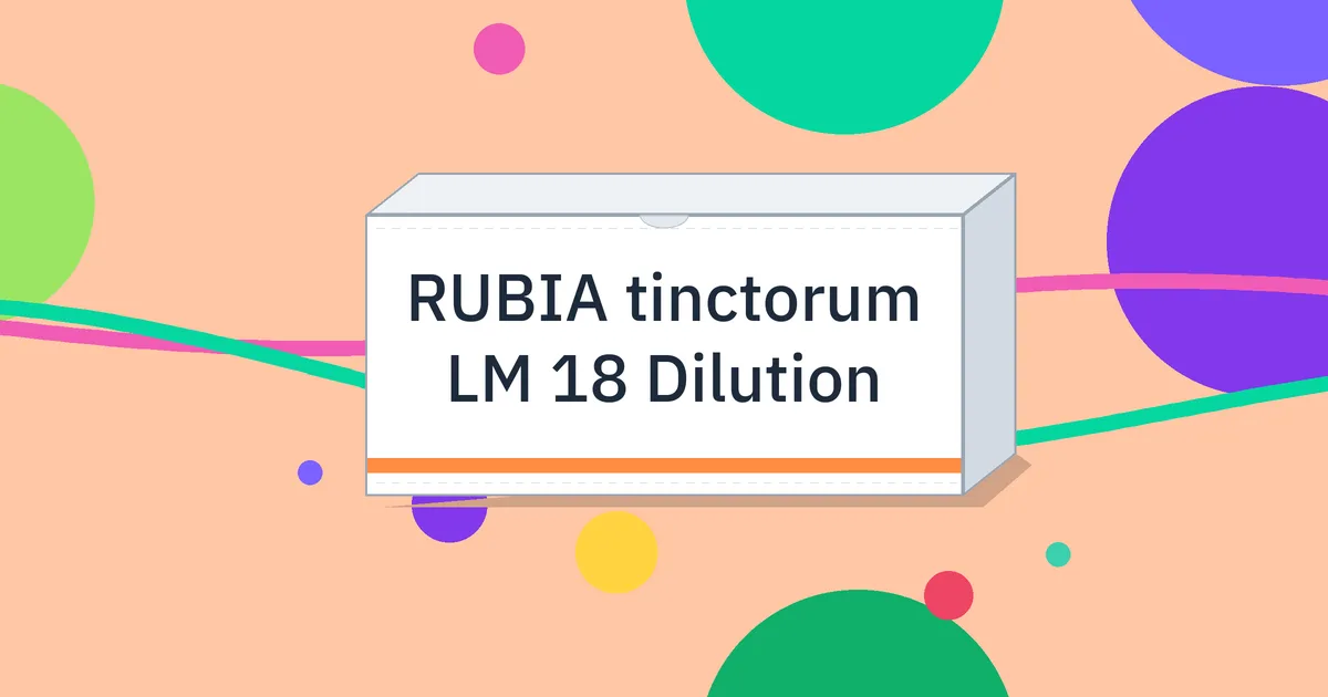 Symbolbild: Packung mit der Aufschrift RUBIA tinctorum LM 18 Dilution (PZN 13056812) – Verfügbarkeit und Bezug in Apotheken in Frankfurt am Main