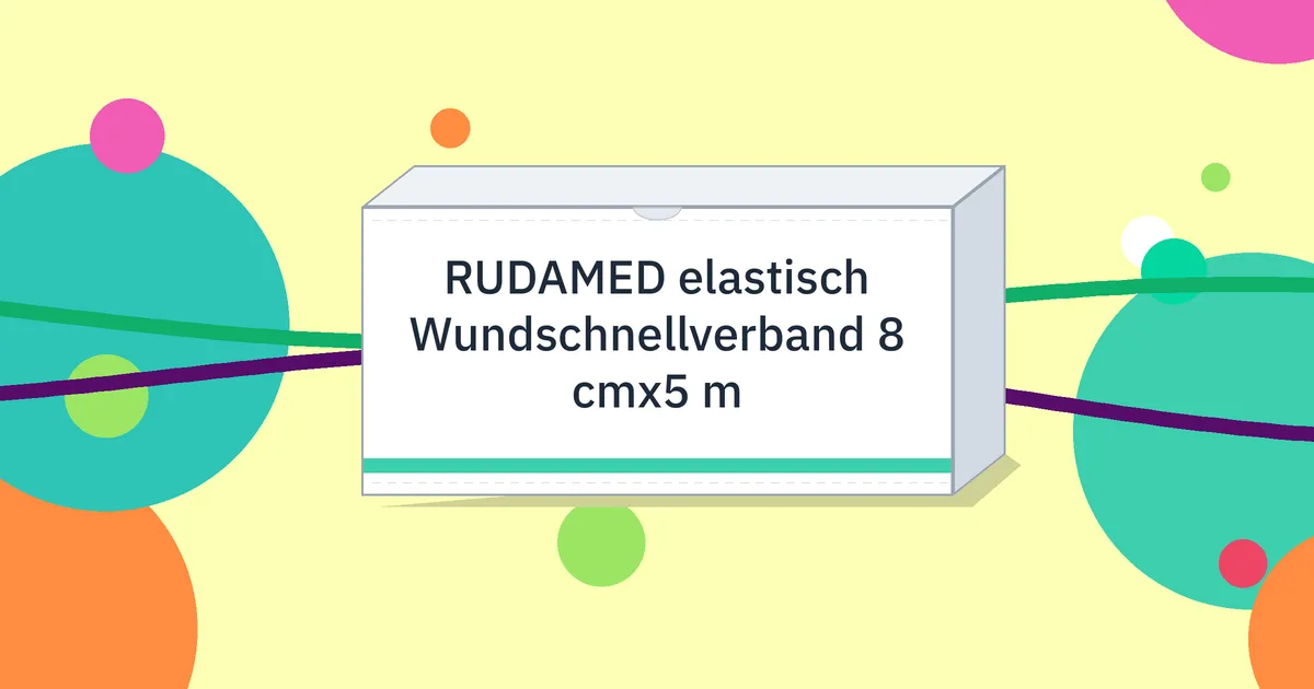 Symbolbild: Packung mit der Aufschrift RUDAMED elastisch Wundschnellverband 8 cmx5 m (PZN 15892582) – Verfügbarkeit und Bezug in Apotheken in Frankfurt am Main