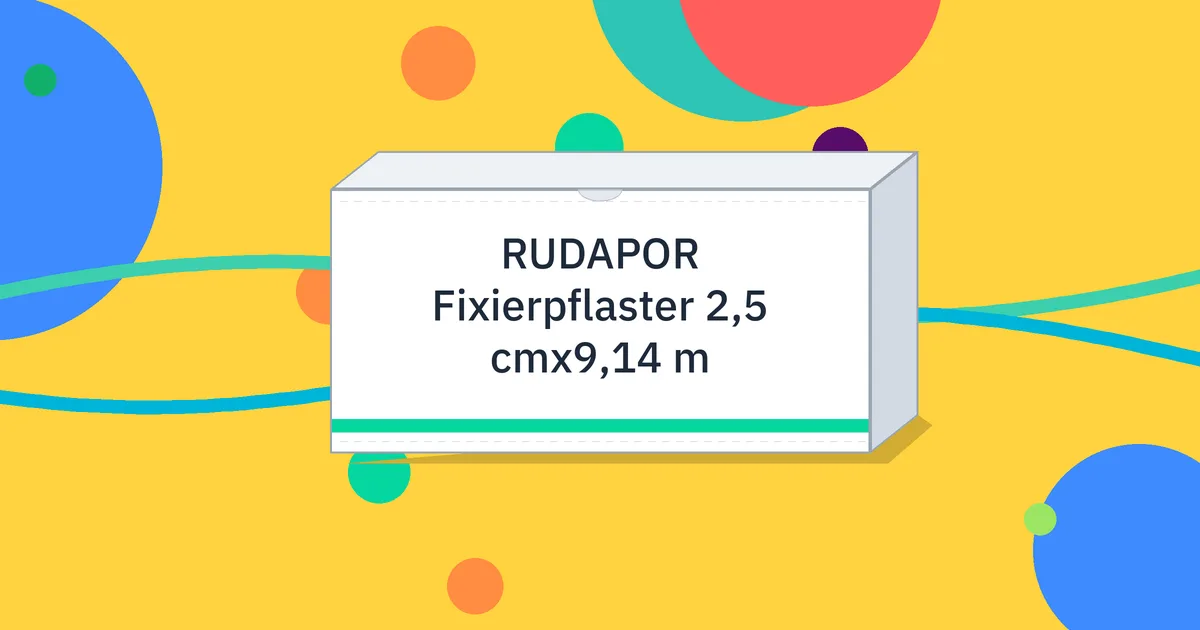 Symbolbild: Packung mit der Aufschrift RUDAPOR Fixierpflaster 2,5 cmx9,14 m (PZN 15892903) – Verfügbarkeit und Bezug in Apotheken in Frankfurt am Main