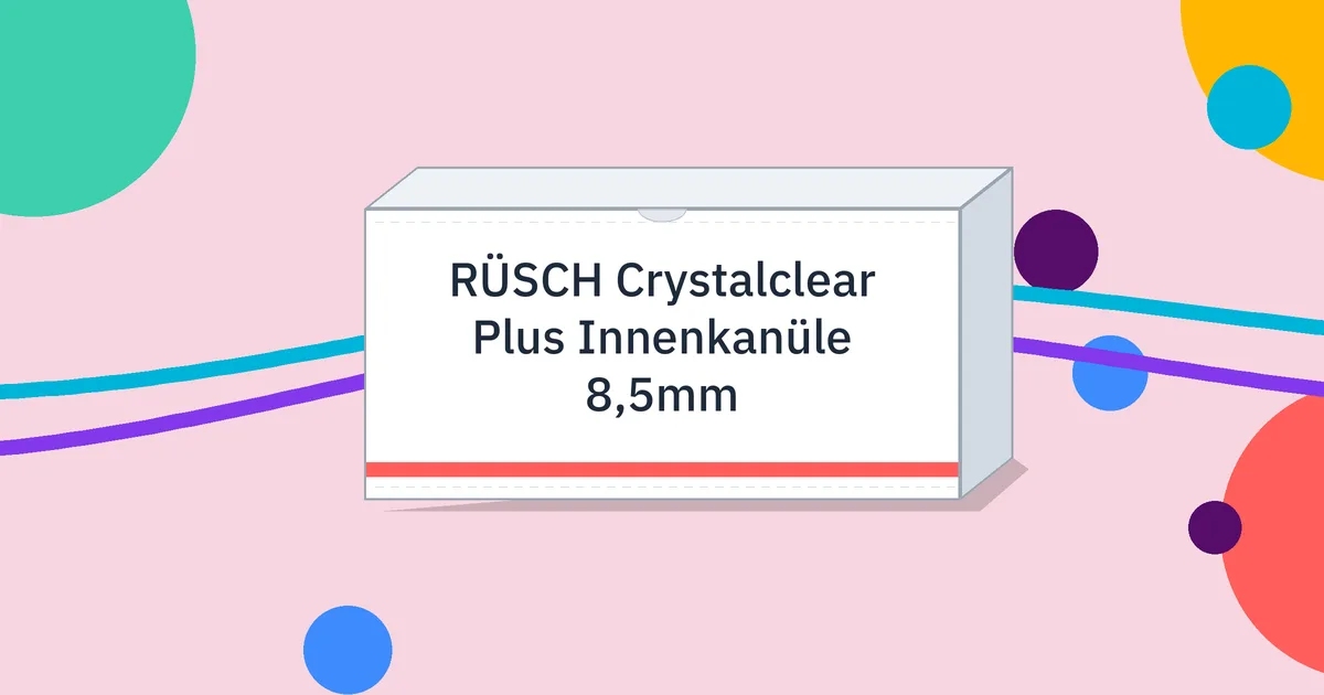Symbolbild: Packung mit der Aufschrift RÜSCH Crystalclear Plus Innenkanüle 8,5mm (PZN 03434213) – Verfügbarkeit und Bezug in Apotheken in Frankfurt am Main