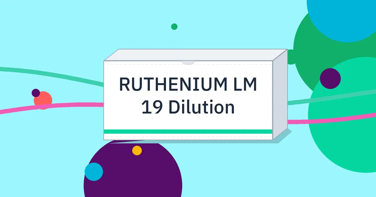 Symbolbild: Packung mit der Aufschrift RUTHENIUM LM 19 Dilution (PZN 13174210) – Verfügbarkeit und Bezug in Apotheken in Frankfurt am Main