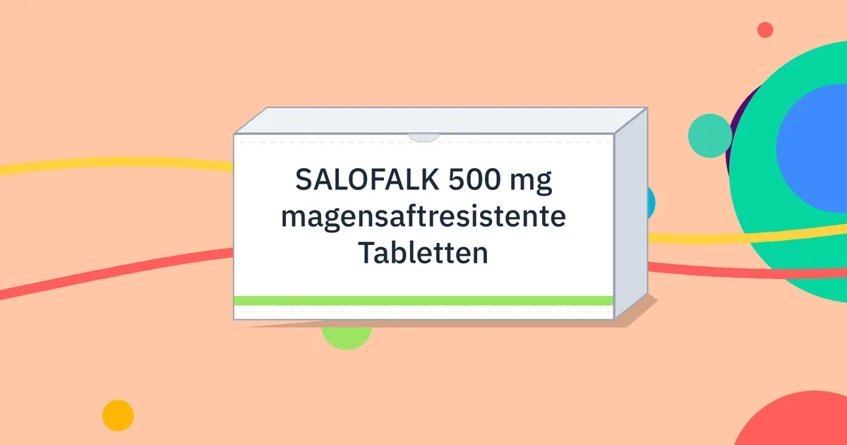 Symbolbild: Packung mit der Aufschrift SALOFALK 500 mg magensaftresistente Tabletten (PZN 09745693) – Verfügbarkeit und Bezug in Apotheken in Frankfurt am Main