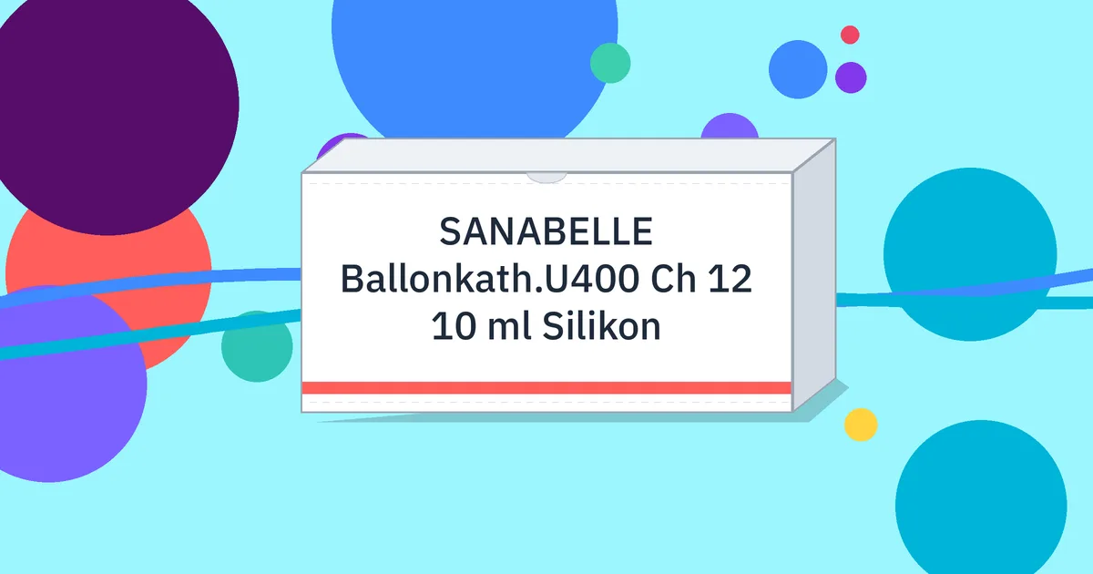 Symbolbild: Packung mit der Aufschrift SANABELLE Ballonkath.U400 Ch 12 10 ml Silikon (PZN 06086422) – Verfügbarkeit und Bezug in Apotheken in Frankfurt am Main