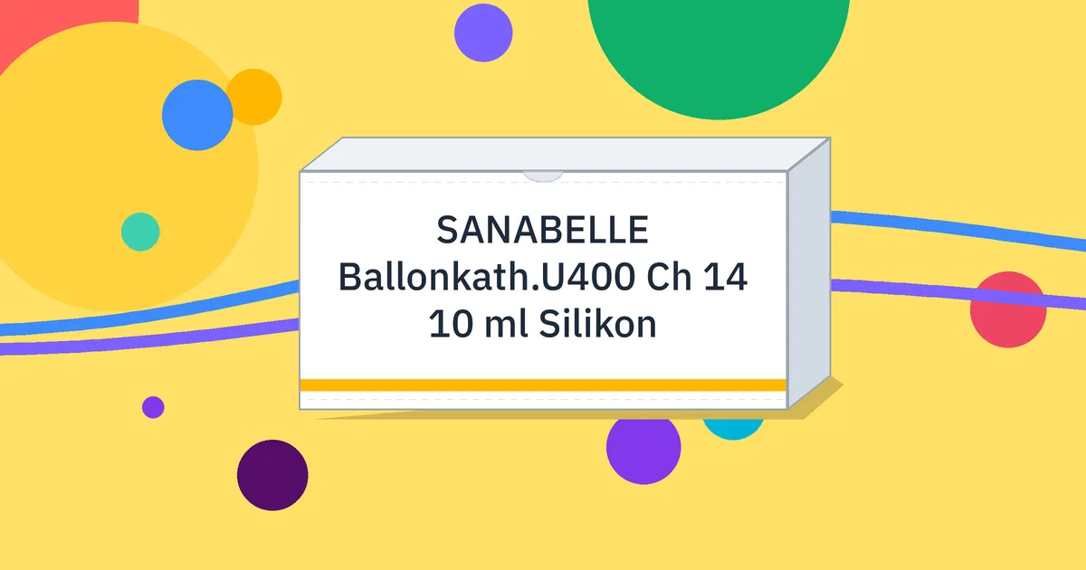 Symbolbild: Packung mit der Aufschrift SANABELLE Ballonkath.U400 Ch 14 10 ml Silikon (PZN 06086445) – Verfügbarkeit und Bezug in Apotheken in Frankfurt am Main