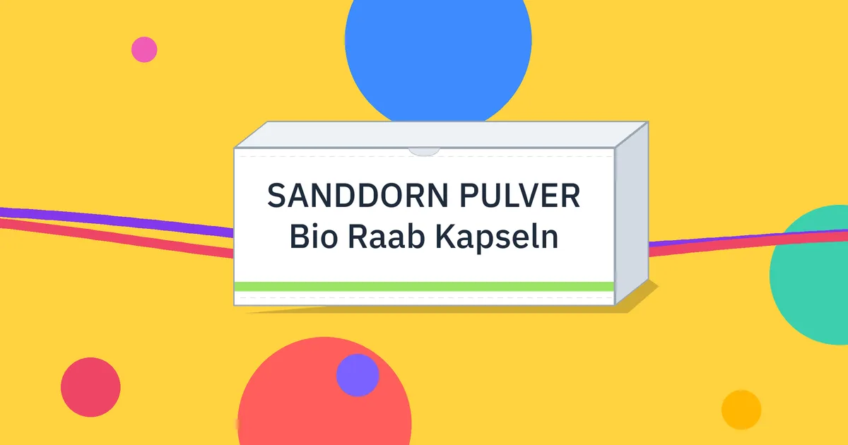 Symbolbild: Packung mit der Aufschrift SANDDORN PULVER Bio Raab Kapseln (PZN 10409546) – Verfügbarkeit und Bezug in Apotheken in Frankfurt am Main