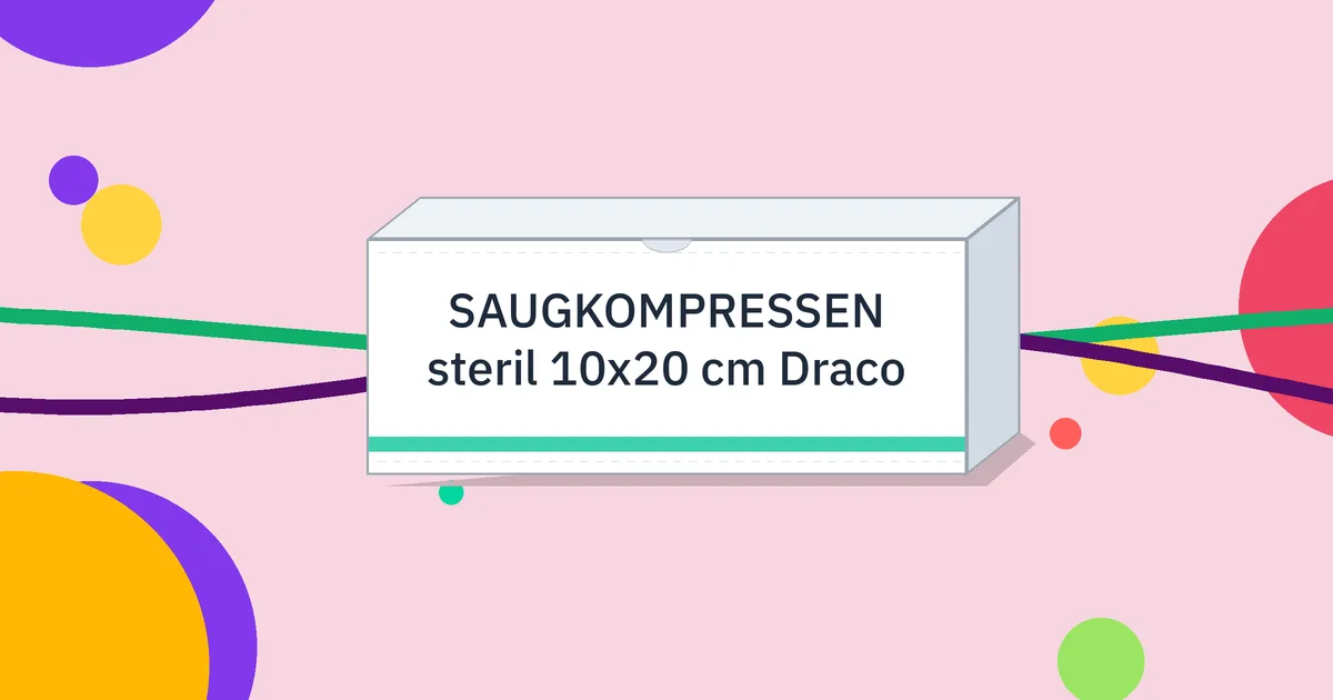 Symbolbild: Packung mit der Aufschrift SAUGKOMPRESSEN steril 10x20 cm Draco (PZN 01687329) – Verfügbarkeit und Bezug in Apotheken in Frankfurt am Main