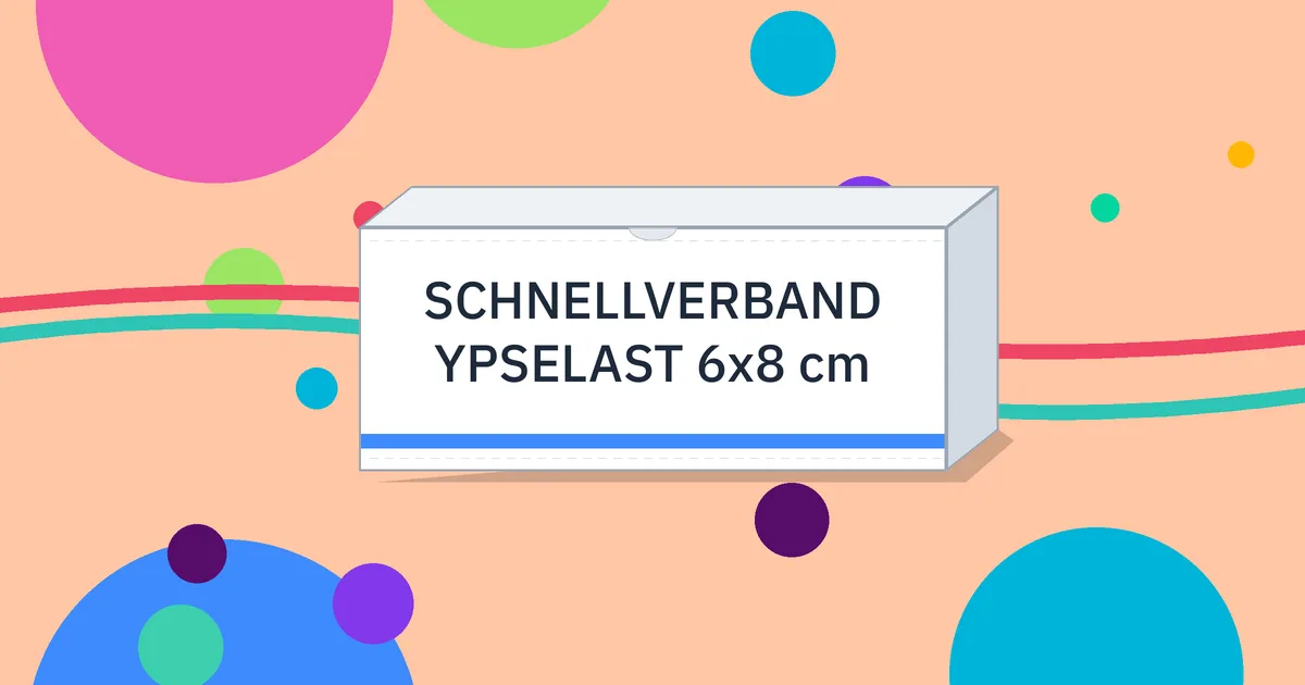 Symbolbild: Packung mit der Aufschrift SCHNELLVERBAND YPSELAST 6x8 cm (PZN 19366778) – Verfügbarkeit und Bezug in Apotheken in Frankfurt am Main