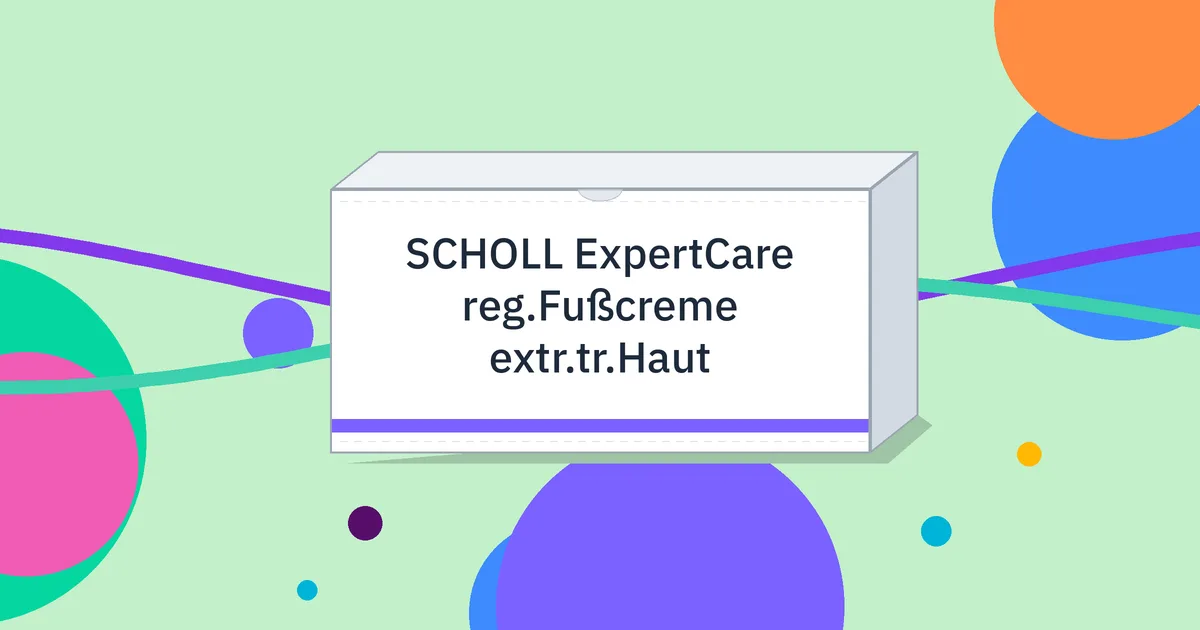 Symbolbild: Packung mit der Aufschrift SCHOLL ExpertCare reg.Fußcreme extr.tr.Haut (PZN 18296739) – Verfügbarkeit und Bezug in Apotheken in Frankfurt am Main
