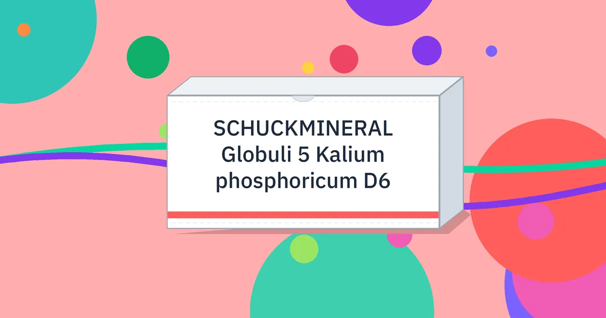 Symbolbild: Packung mit der Aufschrift SCHUCKMINERAL Globuli 5 Kalium phosphoricum D6 (PZN 00413305) – Verfügbarkeit und Bezug in Apotheken in Frankfurt am Main
