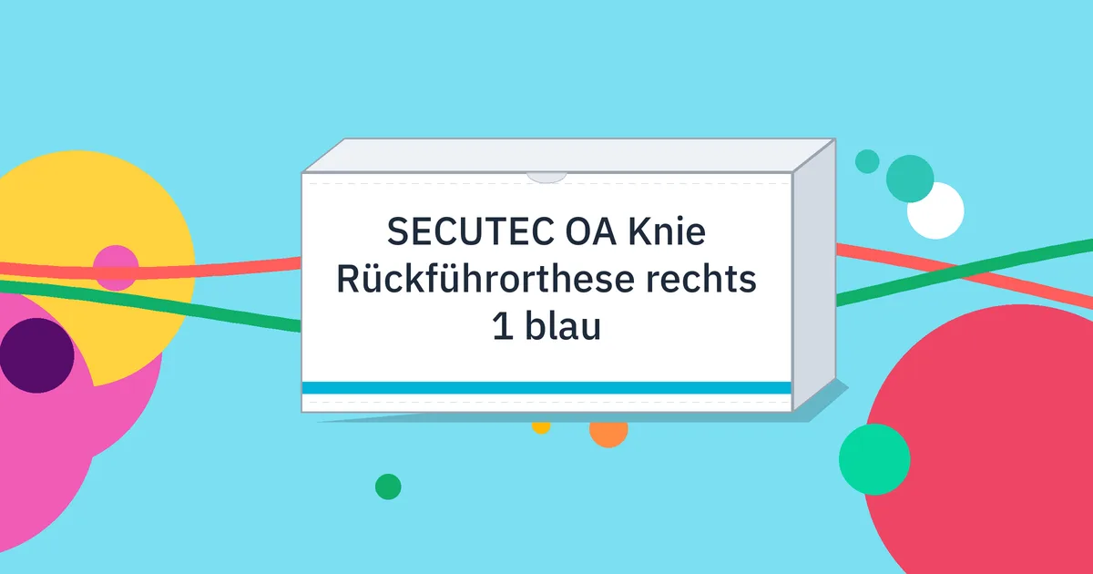 Symbolbild: Packung mit der Aufschrift SECUTEC OA Knie Rückführorthese rechts 1 blau (PZN 14254106) – Verfügbarkeit und Bezug in Apotheken in Frankfurt am Main