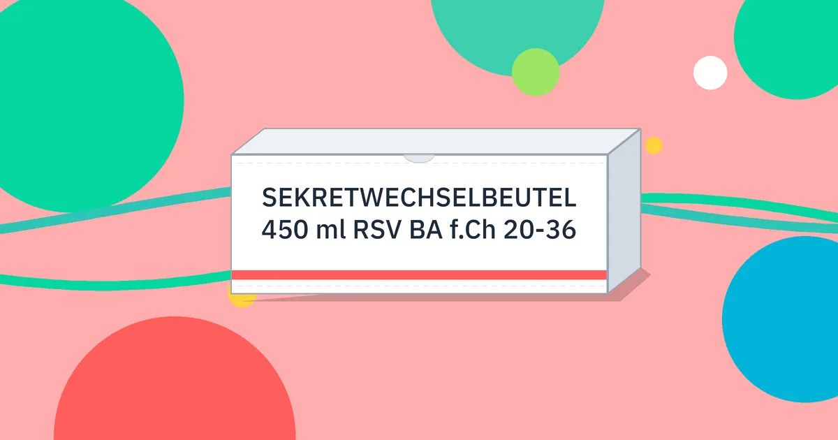 Symbolbild: Packung mit der Aufschrift SEKRETWECHSELBEUTEL 450 ml RSV BA f.Ch 20-36 (PZN 17488336) – Verfügbarkeit und Bezug in Apotheken in Frankfurt am Main