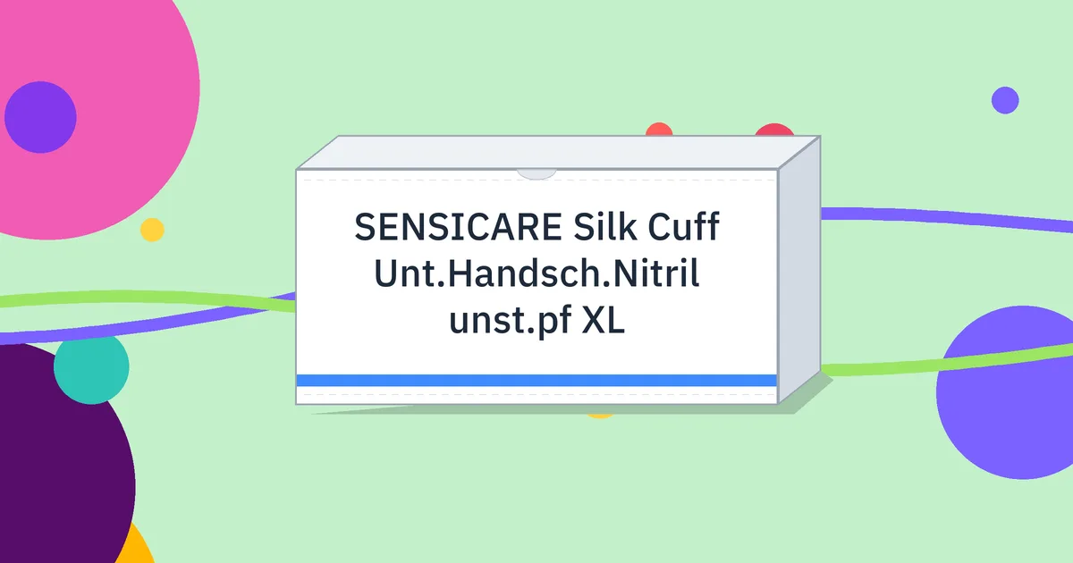 Symbolbild: Packung mit der Aufschrift SENSICARE Silk Cuff Unt.Handsch.Nitril unst.pf XL (PZN 20205916) – Verfügbarkeit und Bezug in Apotheken in Frankfurt am Main