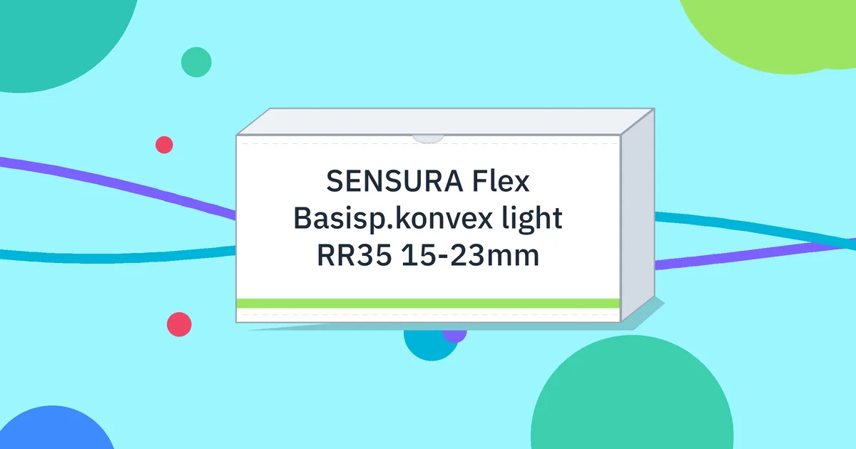 Symbolbild: Packung mit der Aufschrift SENSURA Flex Basisp.konvex light RR35 15-23mm (PZN 00645027) – Verfügbarkeit und Bezug in Apotheken in Frankfurt am Main