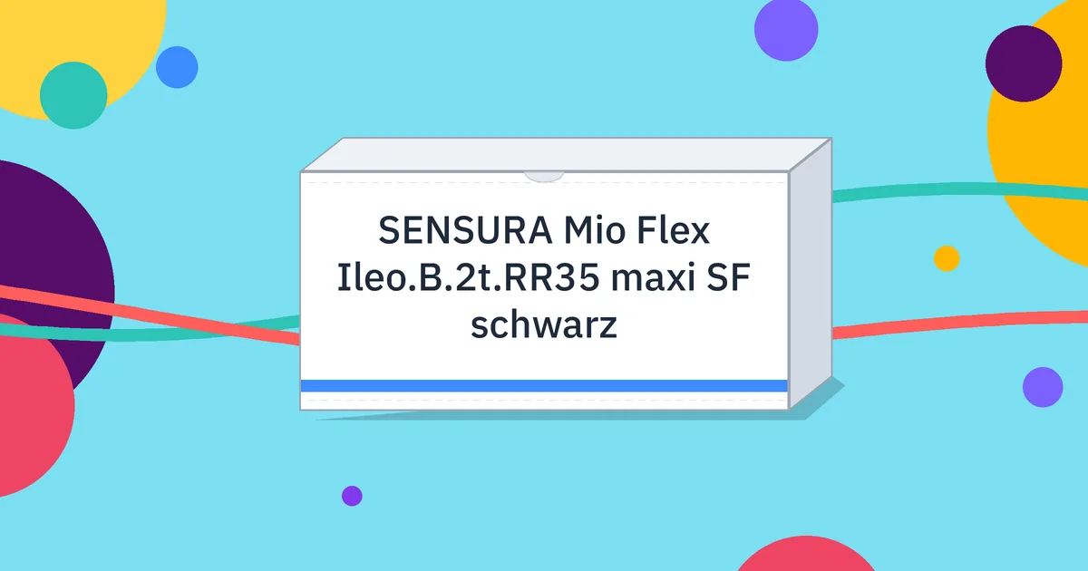 Symbolbild: Packung mit der Aufschrift SENSURA Mio Flex Ileo.B.2t.RR35 maxi SF schwarz (PZN 19974710) – Verfügbarkeit und Bezug in Apotheken in Frankfurt am Main