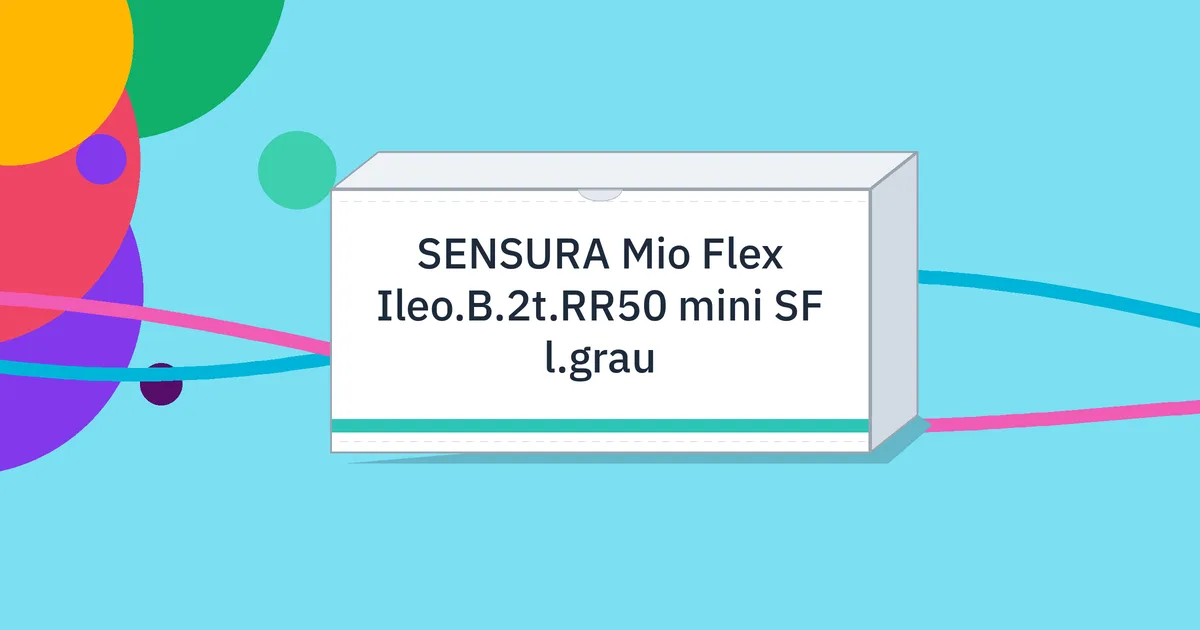 Symbolbild: Packung mit der Aufschrift SENSURA Mio Flex Ileo.B.2t.RR50 mini SF l.grau (PZN 10202331) – Verfügbarkeit und Bezug in Apotheken in Frankfurt am Main
