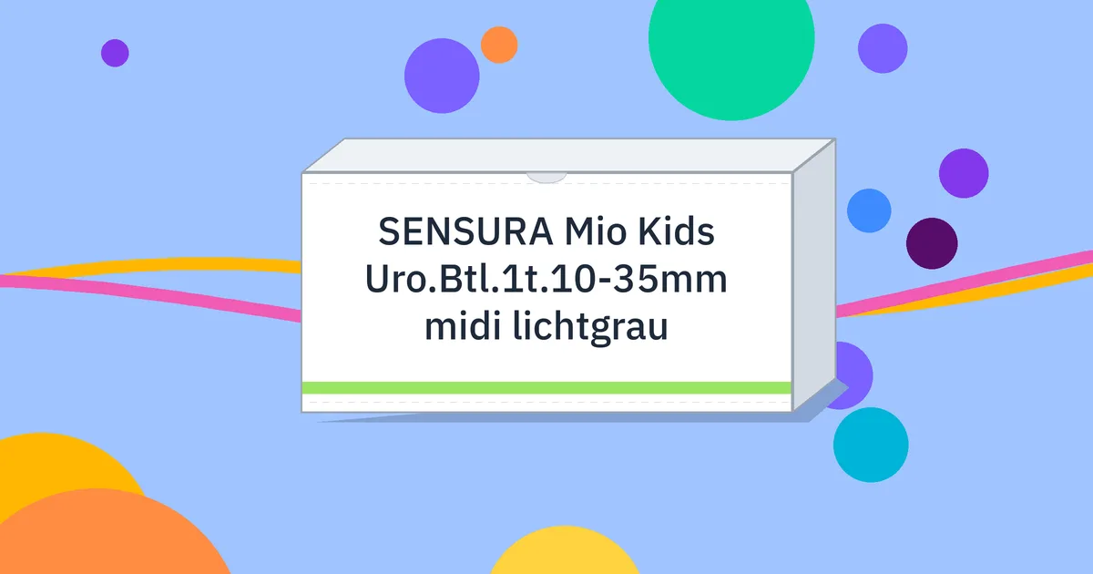 Symbolbild: Packung mit der Aufschrift SENSURA Mio Kids Uro.Btl.1t.10-35mm midi lichtgrau (PZN 15410666) – Verfügbarkeit und Bezug in Apotheken in Frankfurt am Main