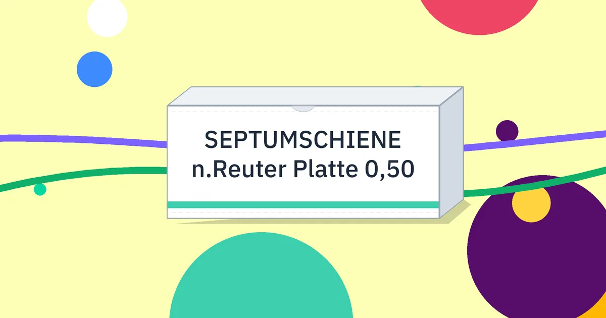 Symbolbild: Packung mit der Aufschrift SEPTUMSCHIENE n.Reuter Platte 0,50 (PZN 01002685) – Verfügbarkeit und Bezug in Apotheken in Frankfurt am Main
