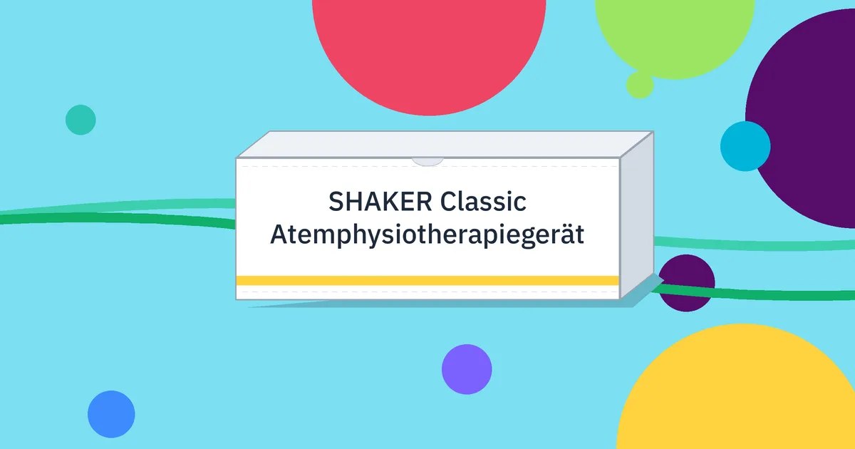 Symbolbild: Packung mit der Aufschrift SHAKER Classic Atemphysiotherapiegerät (PZN 09308567) – Verfügbarkeit und Bezug in Apotheken in Frankfurt am Main