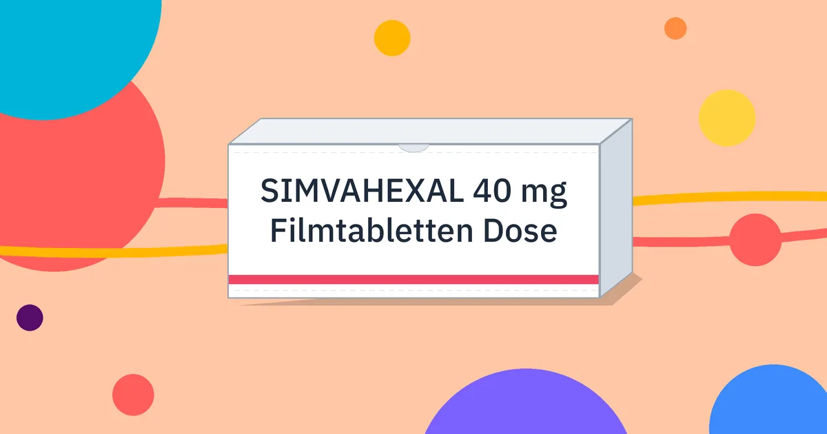Symbolbild: Packung mit der Aufschrift SIMVAHEXAL 40 mg Filmtabletten Dose (PZN 17421088) – Verfügbarkeit und Bezug in Apotheken in Frankfurt am Main