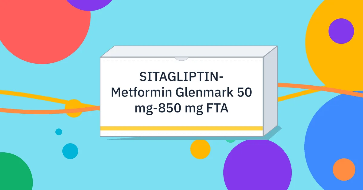 Symbolbild: Packung mit der Aufschrift SITAGLIPTIN-Metformin Glenmark 50 mg-850 mg FTA (PZN 18109594) – Verfügbarkeit und Bezug in Apotheken in Frankfurt am Main