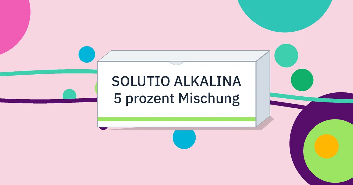 Symbolbild: Packung mit der Aufschrift SOLUTIO ALKALINA 5 prozent Mischung (PZN 06805503) – Verfügbarkeit und Bezug in Apotheken in Frankfurt am Main