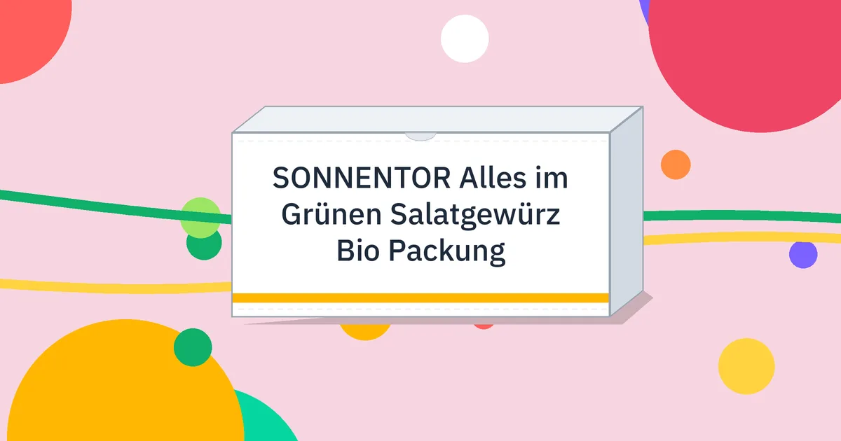 Symbolbild: Packung mit der Aufschrift SONNENTOR Alles im Grünen Salatgewürz Bio Packung (PZN 18902950) – Verfügbarkeit und Bezug in Apotheken in Frankfurt am Main