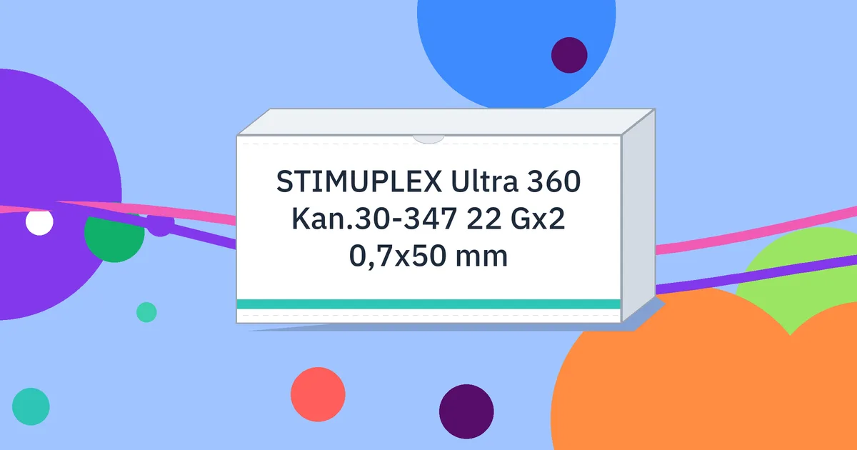 Symbolbild: Packung mit der Aufschrift STIMUPLEX Ultra 360 Kan.30-347 22 Gx2 0,7x50 mm (PZN 11540515) – Verfügbarkeit und Bezug in Apotheken in Frankfurt am Main