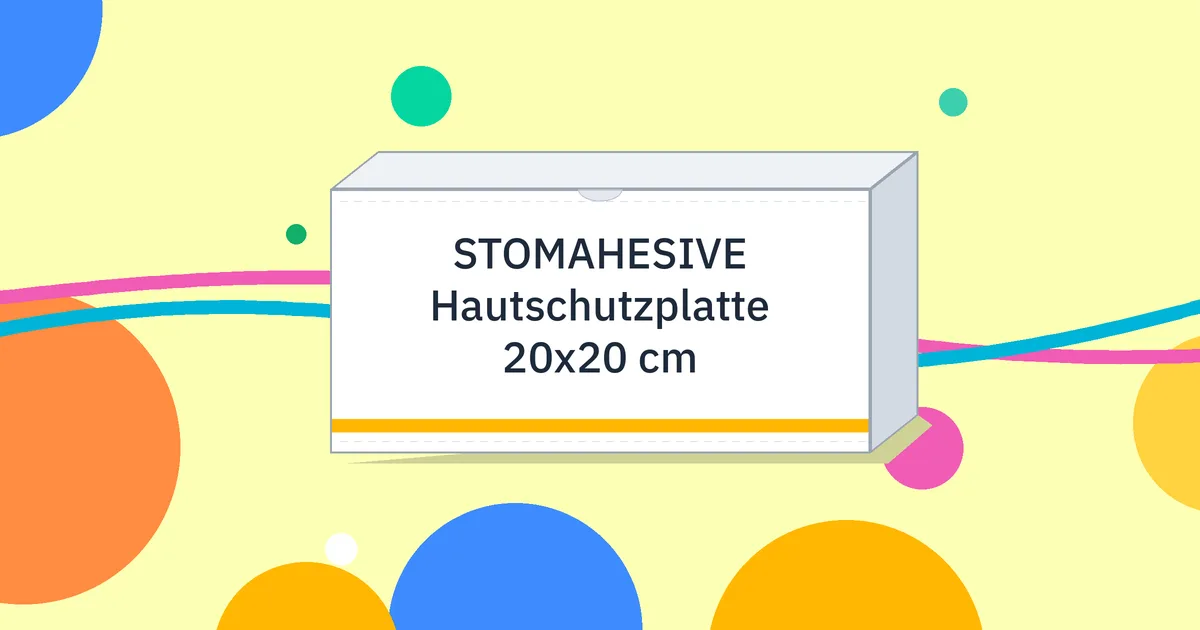Symbolbild: Packung mit der Aufschrift STOMAHESIVE Hautschutzplatte 20x20 cm (PZN 01890177) – Verfügbarkeit und Bezug in Apotheken in Frankfurt am Main