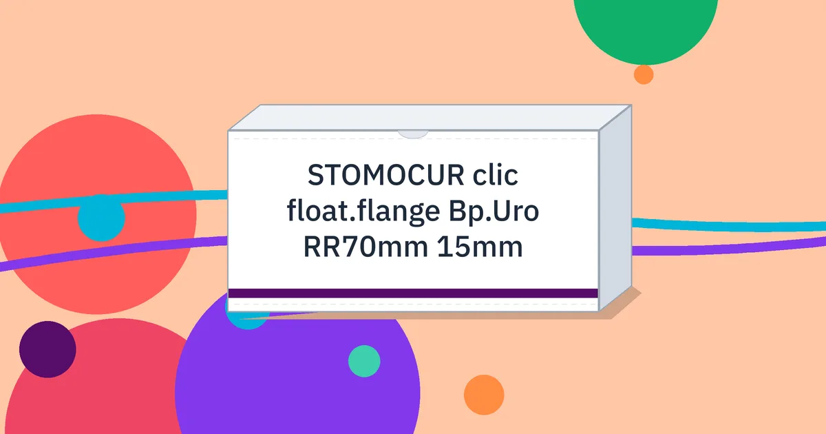 Symbolbild: Packung mit der Aufschrift STOMOCUR clic float.flange Bp.Uro RR70mm 15mm (PZN 06885608) – Verfügbarkeit und Bezug in Apotheken in Frankfurt am Main