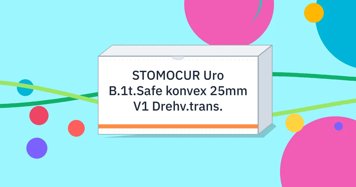 Symbolbild: Packung mit der Aufschrift STOMOCUR Uro B.1t.Safe konvex 25mm V1 Drehv.trans. (PZN 17757144) – Verfügbarkeit und Bezug in Apotheken in Frankfurt am Main