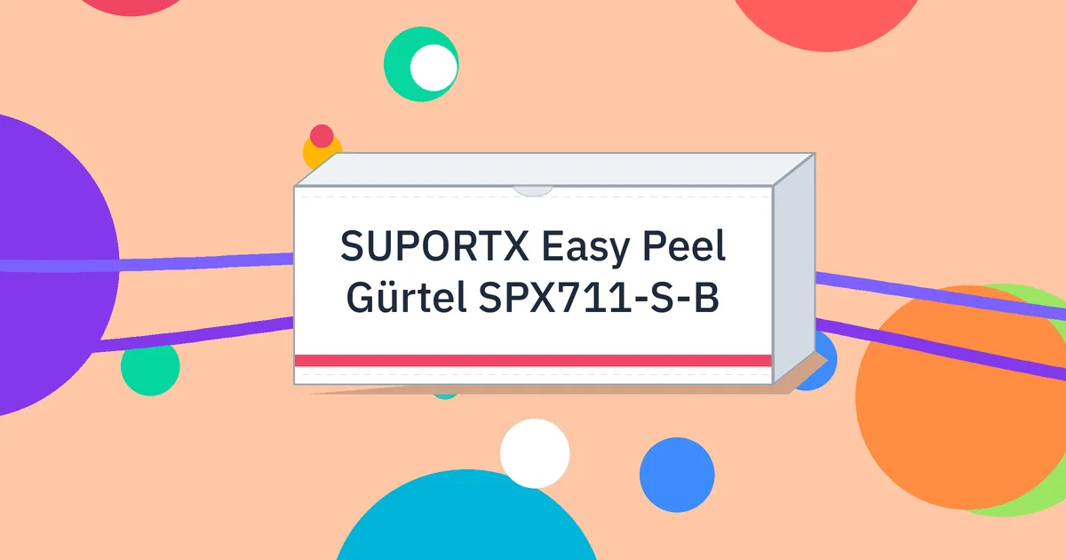Symbolbild: Packung mit der Aufschrift SUPORTX Easy Peel Gürtel SPX711-S-B (PZN 09385912) – Verfügbarkeit und Bezug in Apotheken in Frankfurt am Main