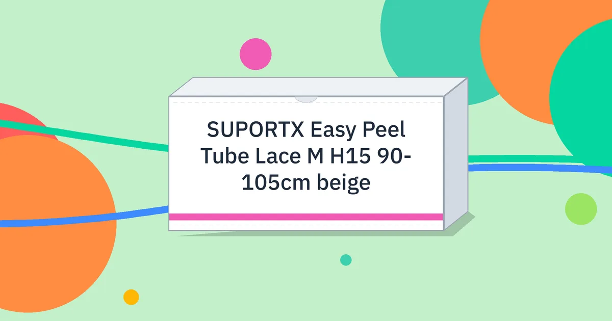Symbolbild: Packung mit der Aufschrift SUPORTX Easy Peel Tube Lace M H15 90-105cm beige (PZN 09486903) – Verfügbarkeit und Bezug in Apotheken in Frankfurt am Main